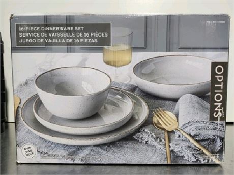 TK Auctions - over and back Options Stoneware Dinnerware Set, 15-piece