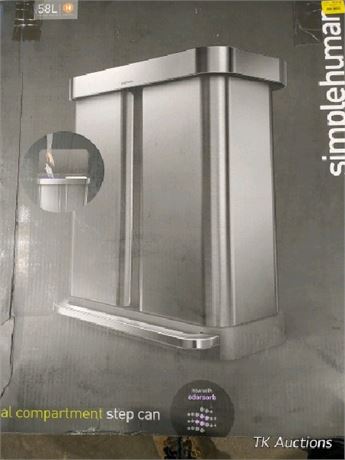 TK Auctions - Simplehuman 58L Dual Compartment Step Can