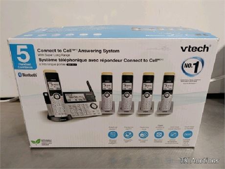 TK Auctions - V-Tech 5-handset Phone System with Connect to Cell