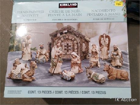 TK Auctions - Kirkland Signature 13 Piece Hand-Painted Nativity Set
