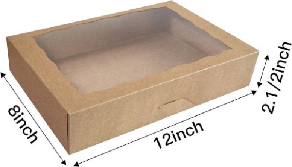 TK Auctions - Brown Pastry Bakery Box 12x8x2.5inch,Pack of 30