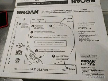 TK Auctions - Broan humidity sensing ventilation fan with LED model: AE80SL