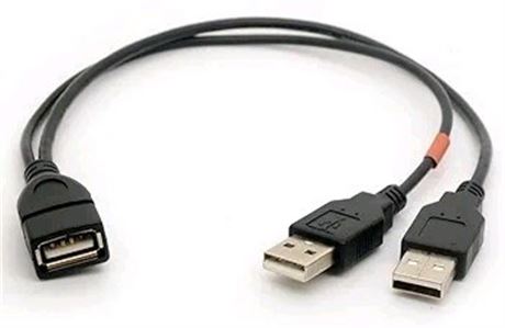 TK Auctions - USB Cable Y Splitter USB 2.0 Power Enhancer Hub Adapter