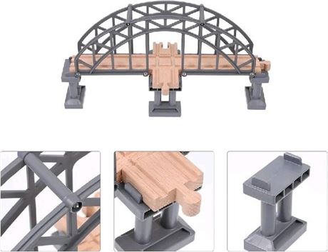 TK Auctions - Wooden Train Track Risers Train Bridge 2pk