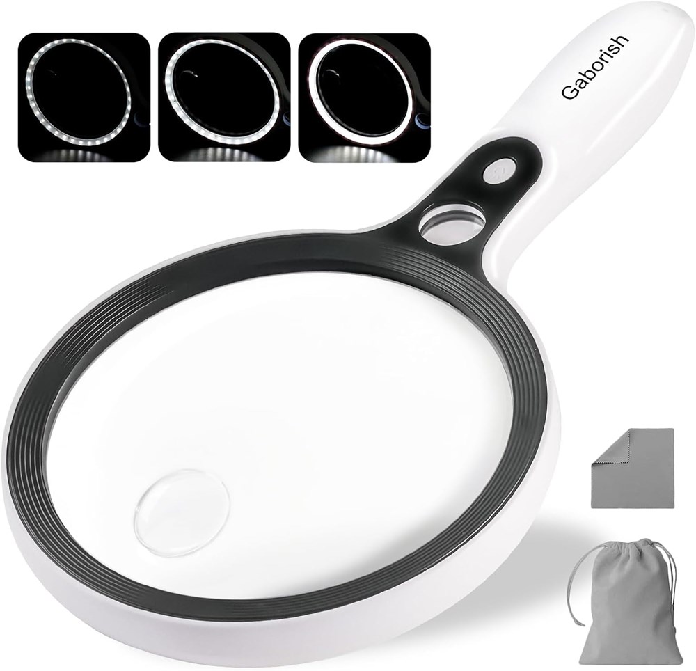 TK Auctions - Large Magnifying Glass with 37 LED Light 10x/20x/45x ...
