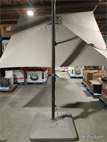 TK Auctions - Seasons Sentry 10' Solar LED Cantilever Umbrella with Base