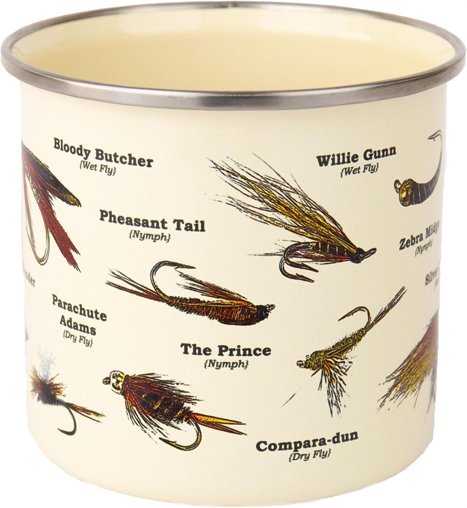 TK Auctions - Gift Republic Fly Fishing Enamel Mug, 500 ml Outdoor Camp ...