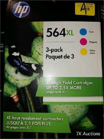 TK Auctions - 3 packages of HP 564XL 3 pack color ink