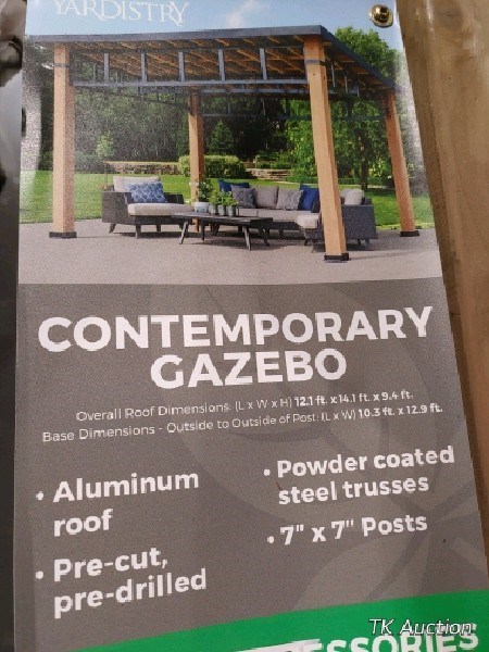 TK Auctions - Yardistry 12' x 14' Contemporary Gazebo with Aluminum Roof