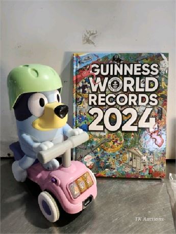 TK Auctions - Toy Bundle - guinness world record book & bluey scooter
